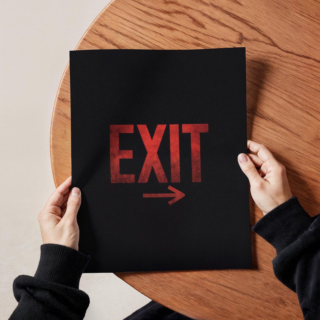 Retro Exit Sign Poster: Red Grunge Typography Art (digital Download) - Etsy