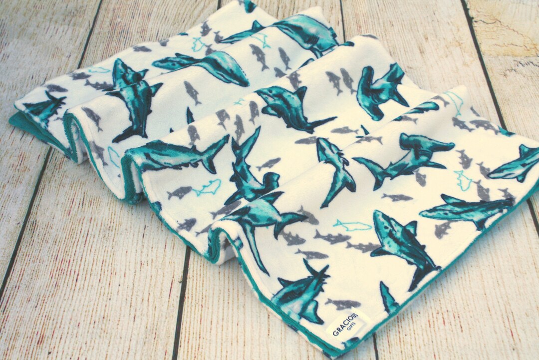 Shark Minky Baby Blanket | Baby Shower Gift | New Baby Gift | Baby Boy ...