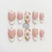 Elegant Bridal Press on Nails | 3D White Flower & Gold French Tip Fake ...