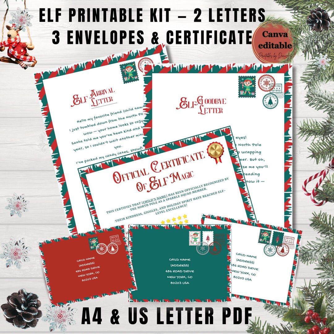 Elf Arrival and Goodbye Letters, Elf Certificate, Printable Elf Letter ...