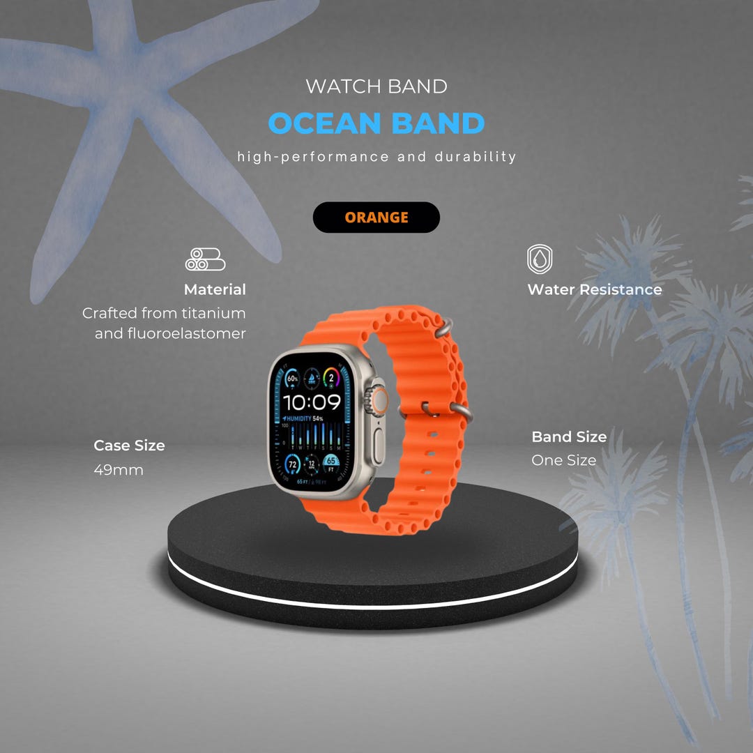 Ocean Style Apple Watch Band: 49mm Titanium Buckle, Fluoroelastomer - Etsy