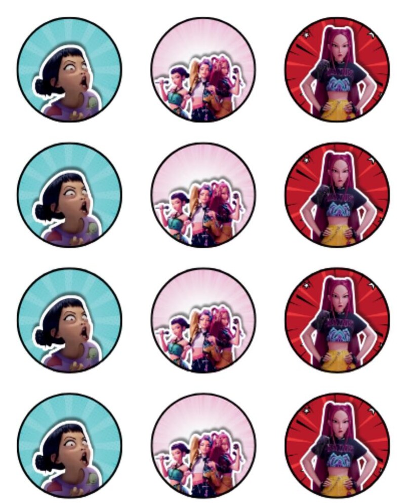 50+ K-pop Demon Hunters Cupcake Toppers | Huntrix Printable Party Decor ...