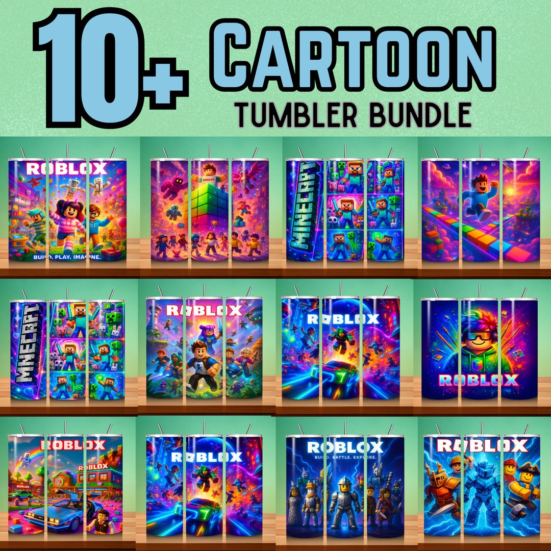 Game Tumbler Wrap, Cartoon Characters, Sublimation Design (PNG Digital ...