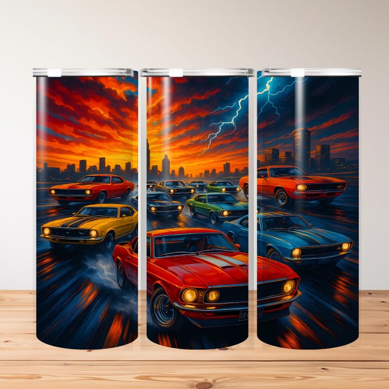 Vintage Muscle Car Tumbler Wrap: Retro Sublimation Design PNG Digital ...