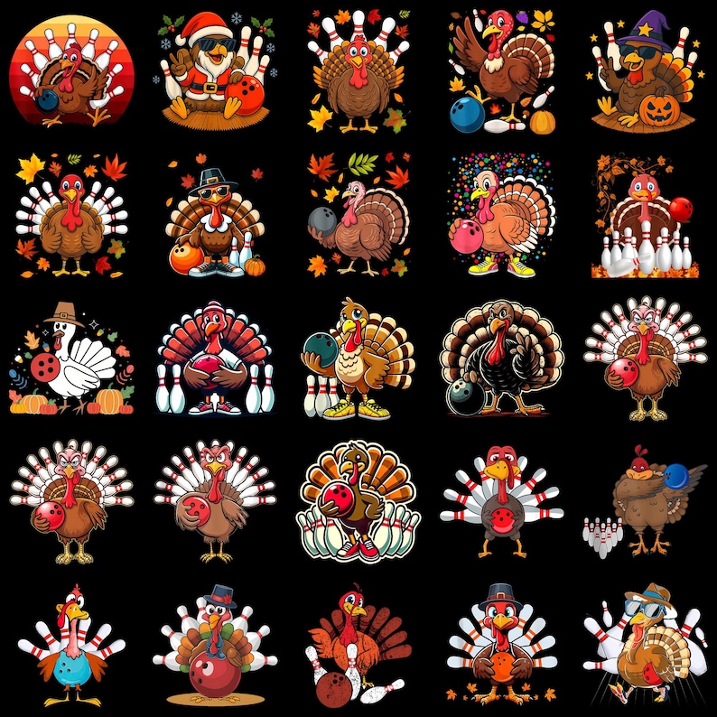 Turkey Bowling Player Thanksgiving PNG, Funny Holiday Sports Quote ...