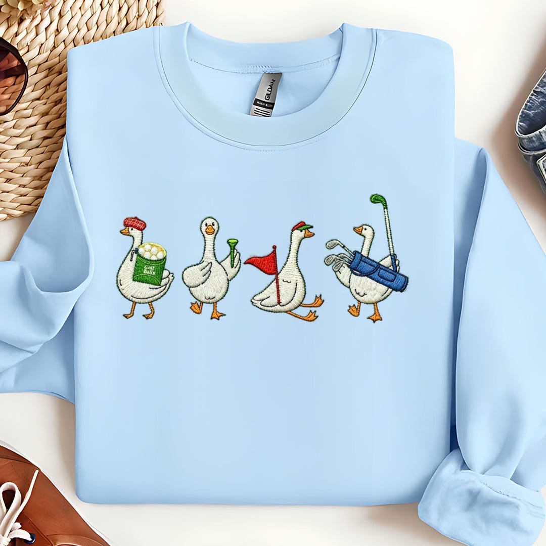 Silly Goose Golf Embroidery Design, Retro Golfer Goose Pattern, Machine ...