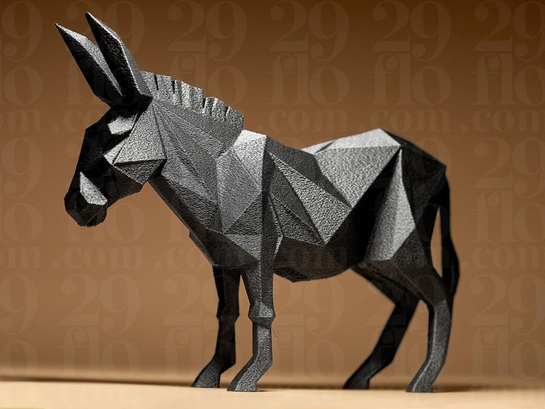Geometric Donkey Figurine – Modern Decorative Donkey in Low-poly Design ...