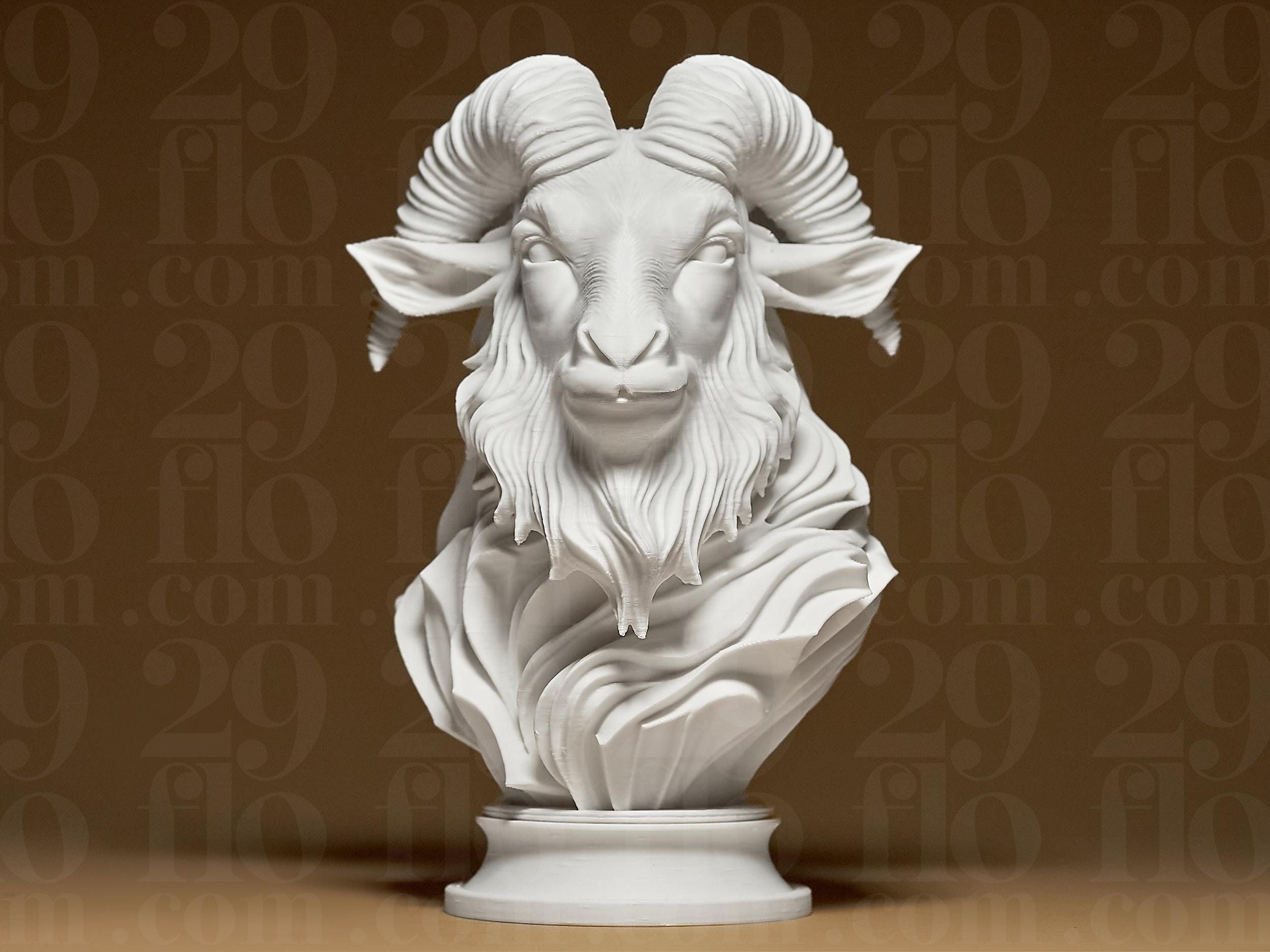Elegant GOAT Sculpture | White 3d-printed Goat Bust | Modern Animal ...