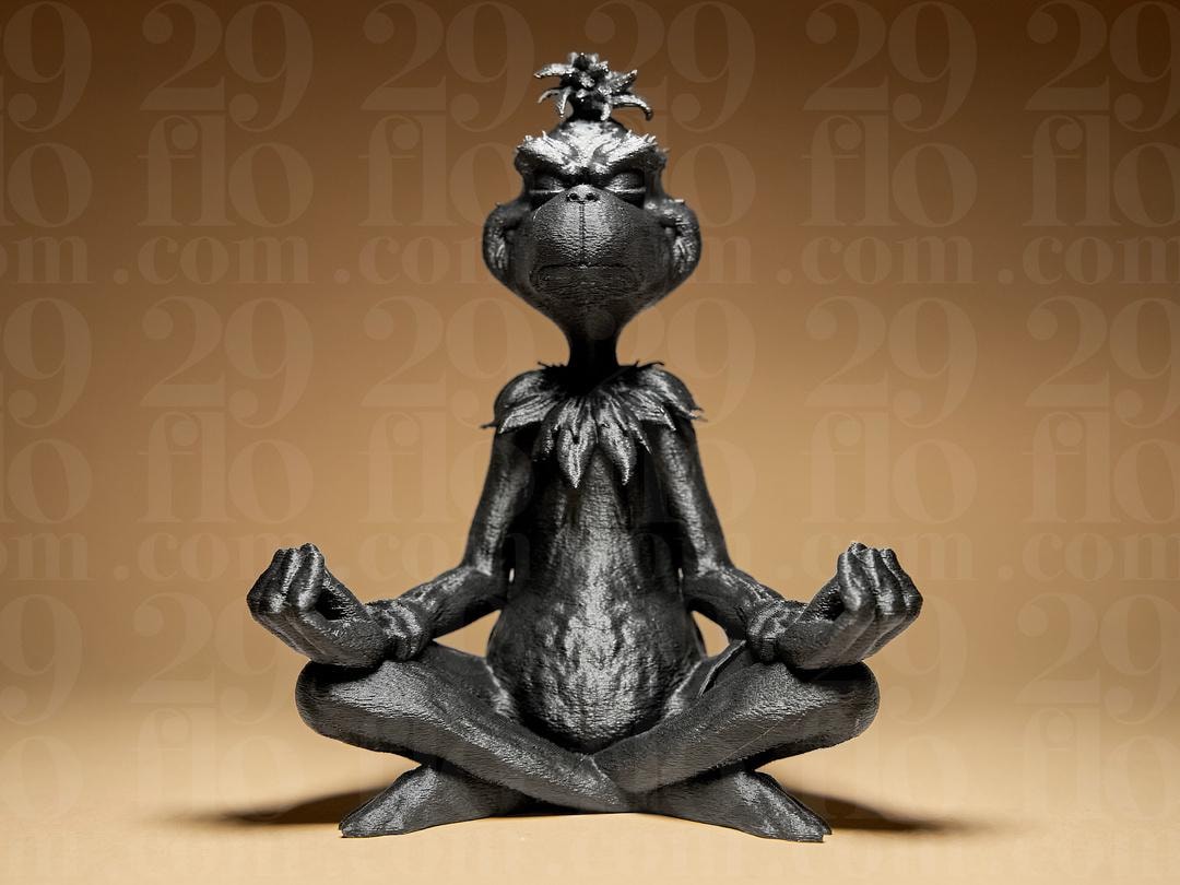 Meditating Grinch Figurine | Yoga Zen Statue | Dark Christmas ...