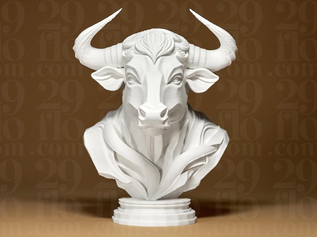 Elegant Bull Sculpture | White 3d-printed Bull Bust | Modern Animal ...