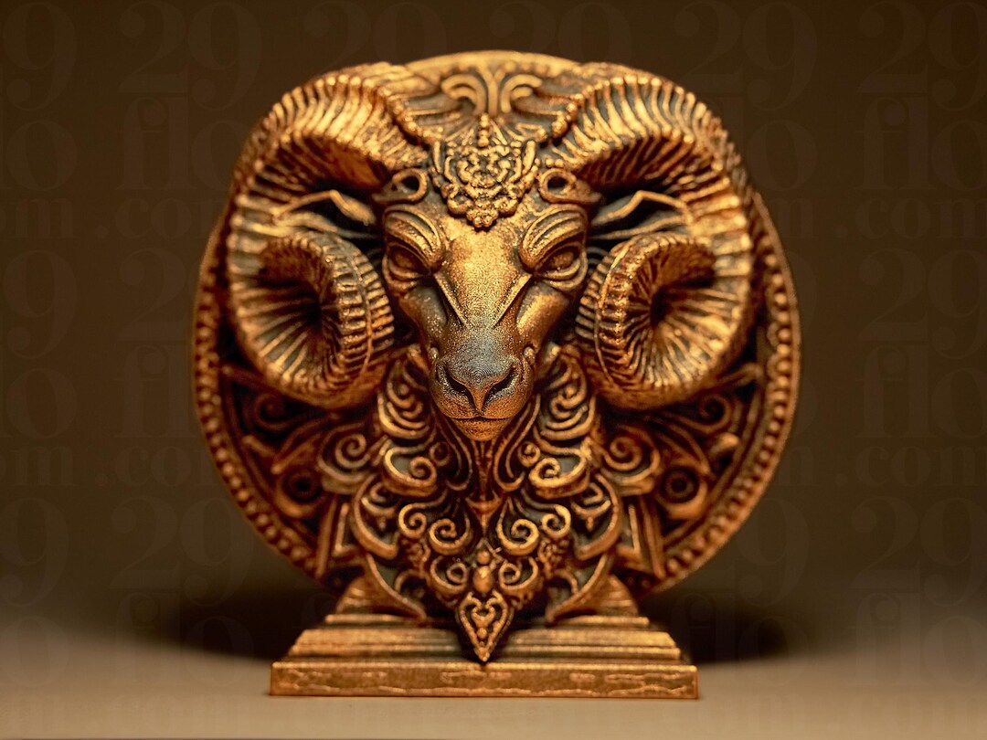 Aries the Ram Zodiac Statue | Aries Figure Sculpture | Ornamental Dark ...