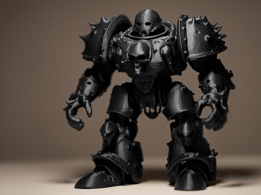 Armored Mech Robot Figurine | Black Sci-fi Sculpture | Detailed ...