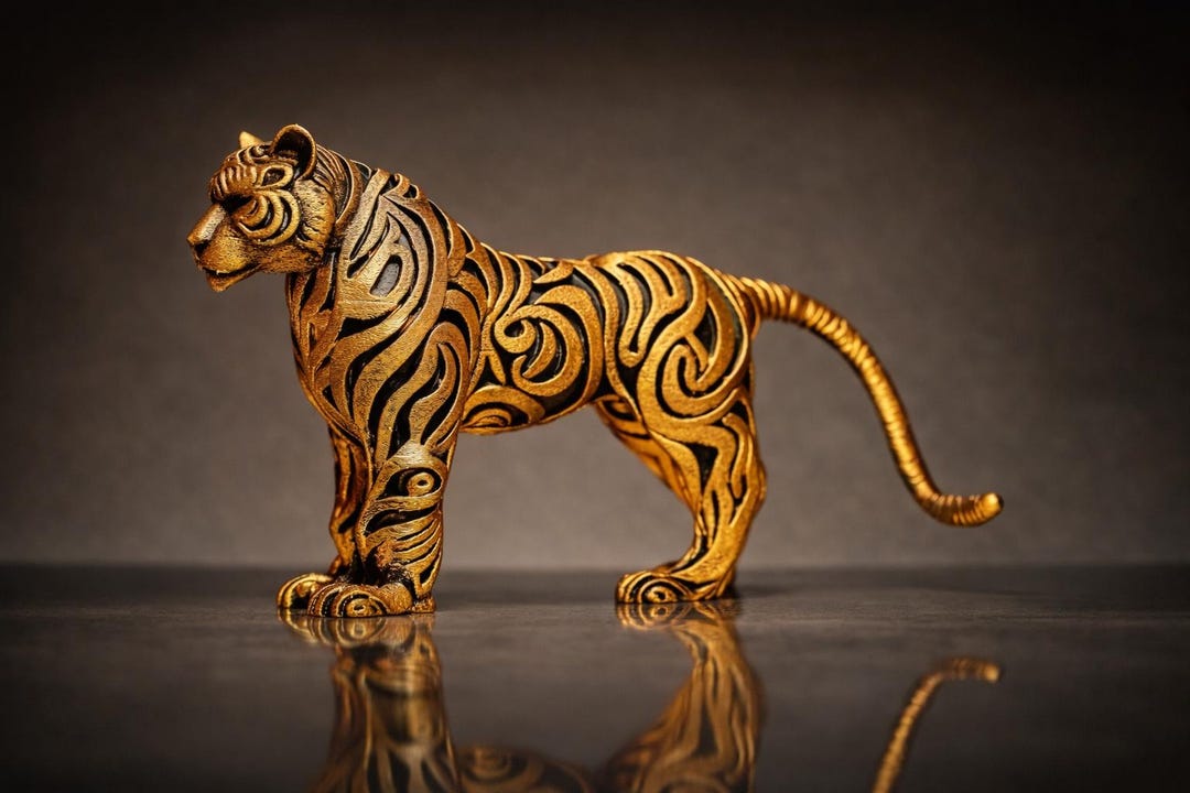 Designer Tiger Sculpture | Tiger Figurine Statue | Ornamental Dark Art ...