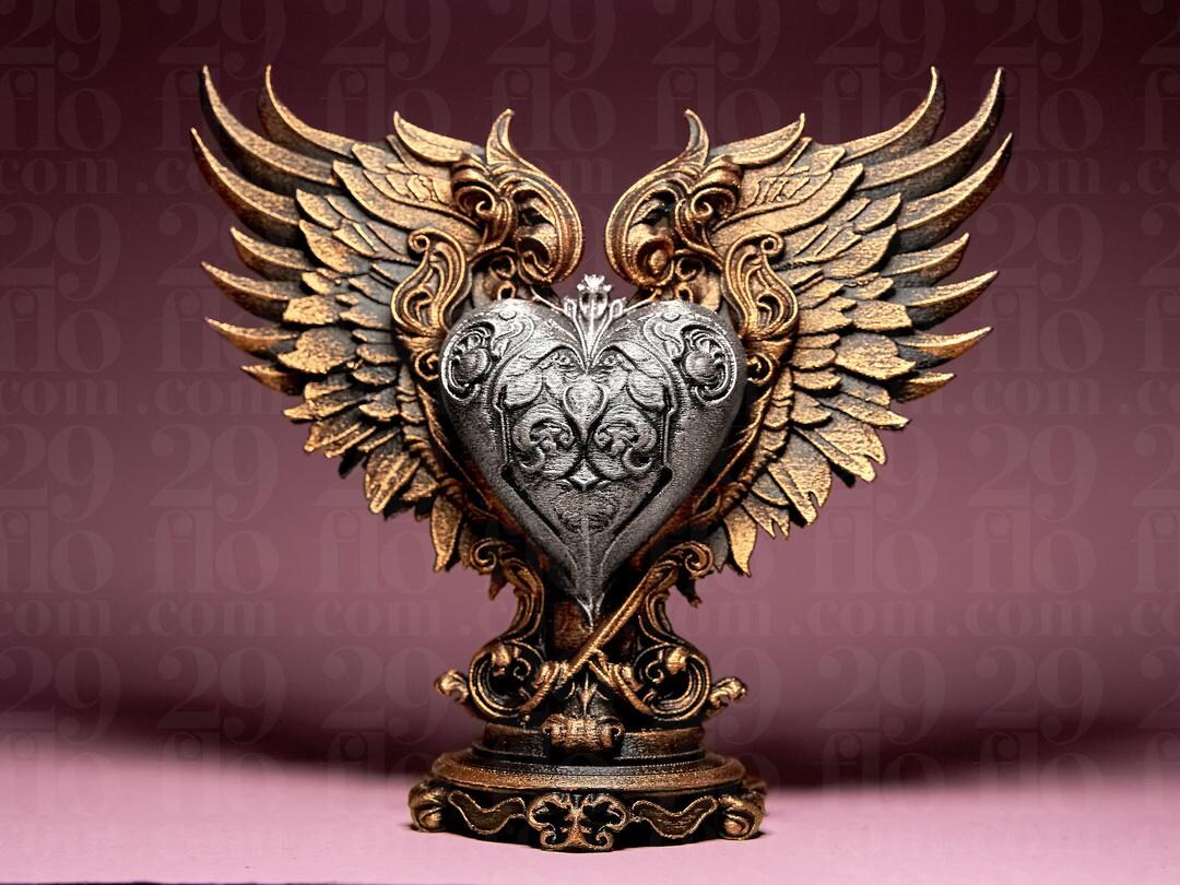 Baroque Winged Heart Sculpture | Antique Home Decor | Sacred Heart Art ...