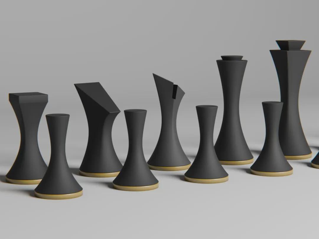 Minimalist Chess Set | Modern Abstract Chess Pieces | Sculptural Design ...
