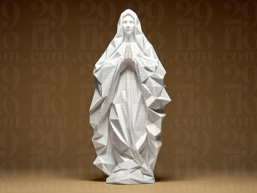 Geometric Saint Mary Statue – Modern Virgin Mary Figurine | Polygonal ...