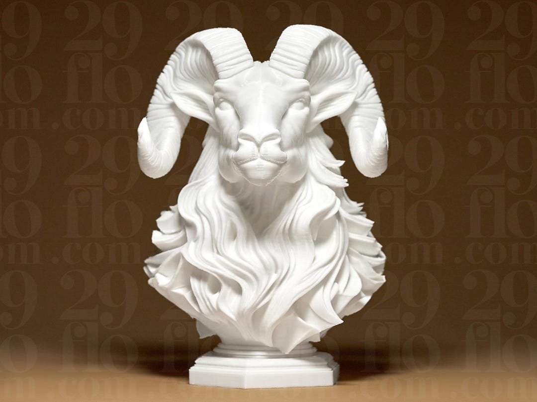 Elegant RAM Sculpture | White 3d-printed Ram Bust | Modern Animal ...