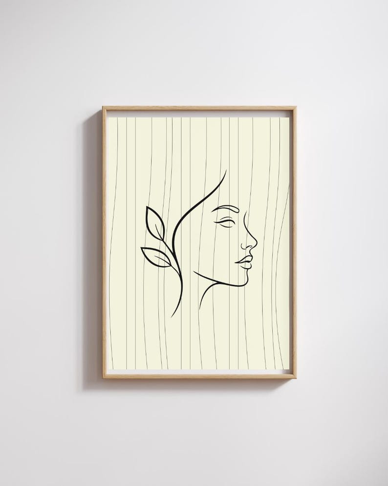 Abstract Line Art Woman Face | Minimalist Wall Art | Botanical Line ...