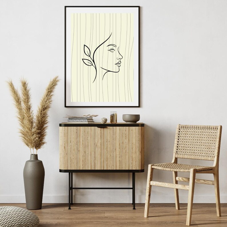 Abstract Line Art Woman Face | Minimalist Wall Art | Botanical Line ...