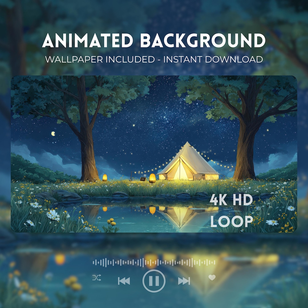 Animated Background Cozy Camping 4K Wallpaper, Starry Night Tent Loop ...