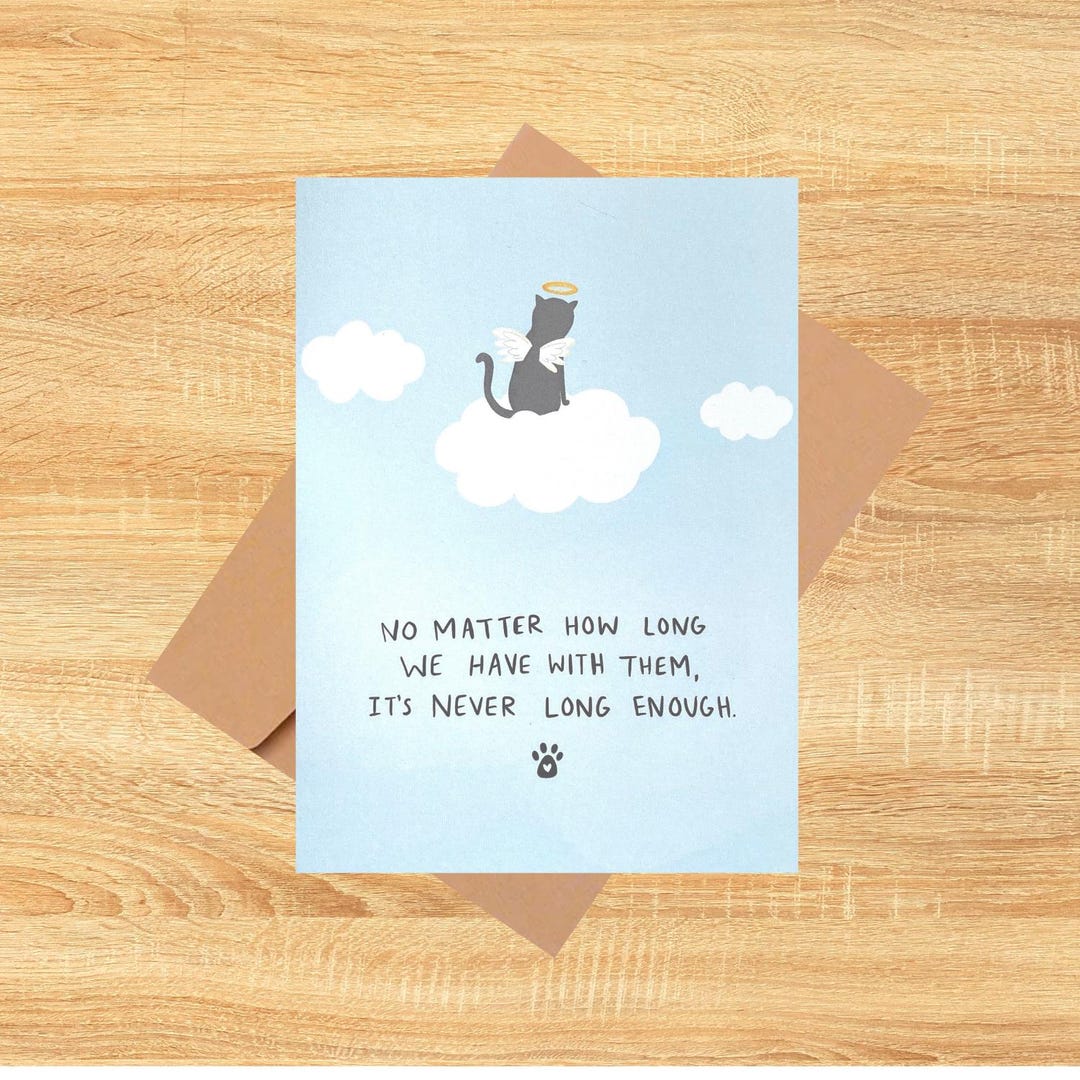 Pet Loss Card, Cat Sympathy Card, Pet Memorial Gift, Rainbow Bridge ...