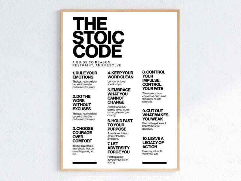 The Stoic Code Poster: Philosophy Wall Art (digital Download) - Etsy