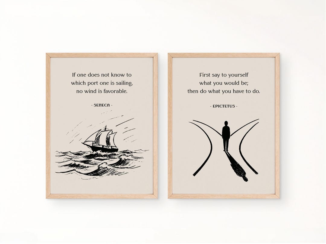 Stoicism Philosophy Wall Art Set of 2: Seneca & Epictetus Quotes ...