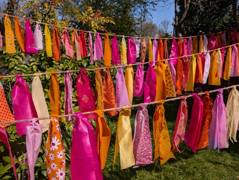 Personalised Fabric Bunting | Wedding Bunting | Sari Garland | Boho ...