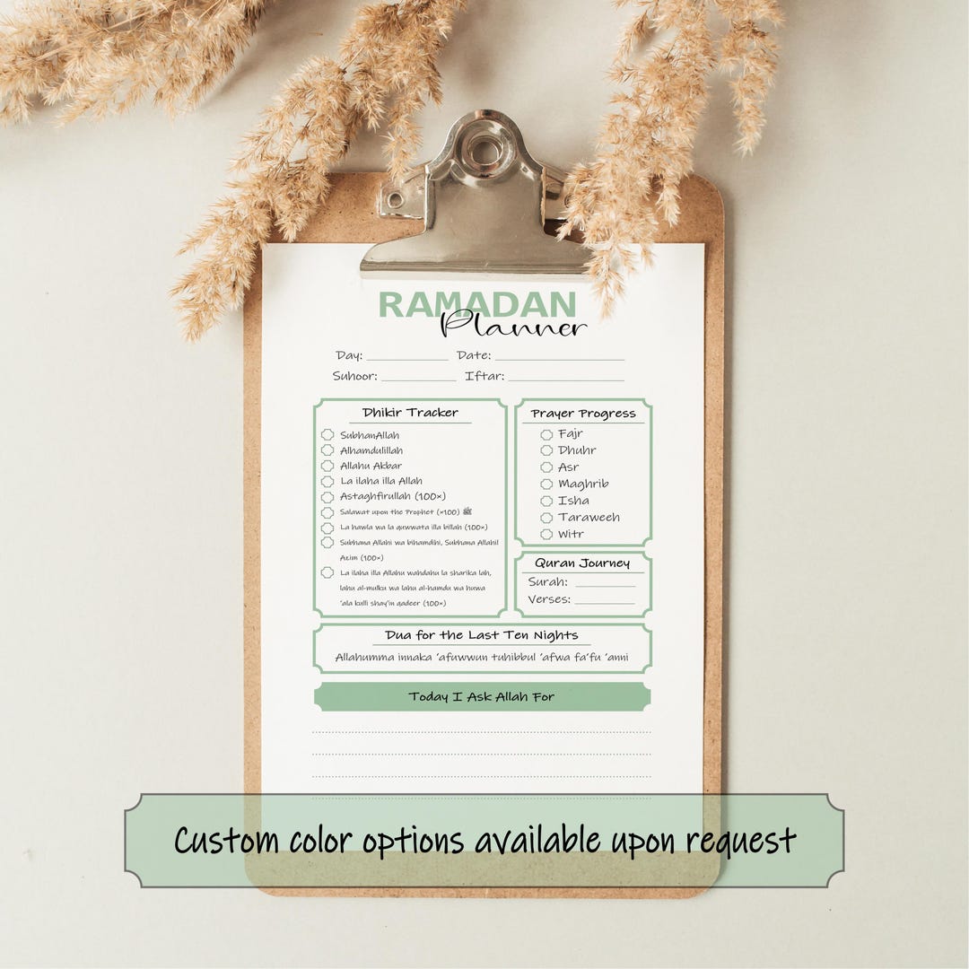 Ramadan Planner Printable, Islamic Daily Planner Digital Download ...