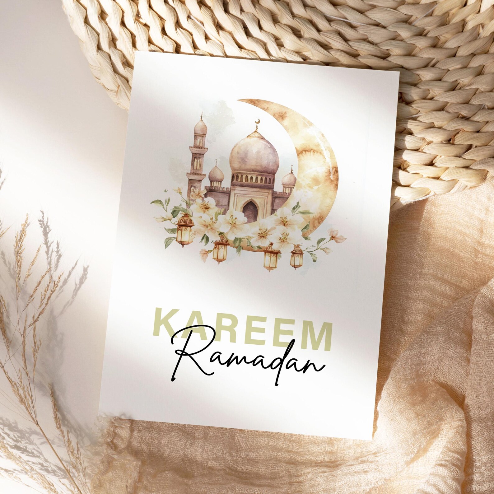 Ramadan Mubarak and Kareem Printable Cards, 6 Islamic Cards for Ramadan ...