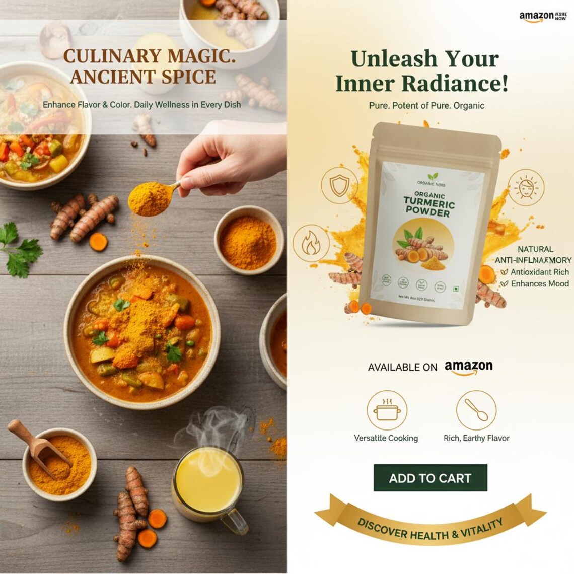 Organic Turmeric Powder Curcuma Longa | Natural Haldi Spice for Cooking ...