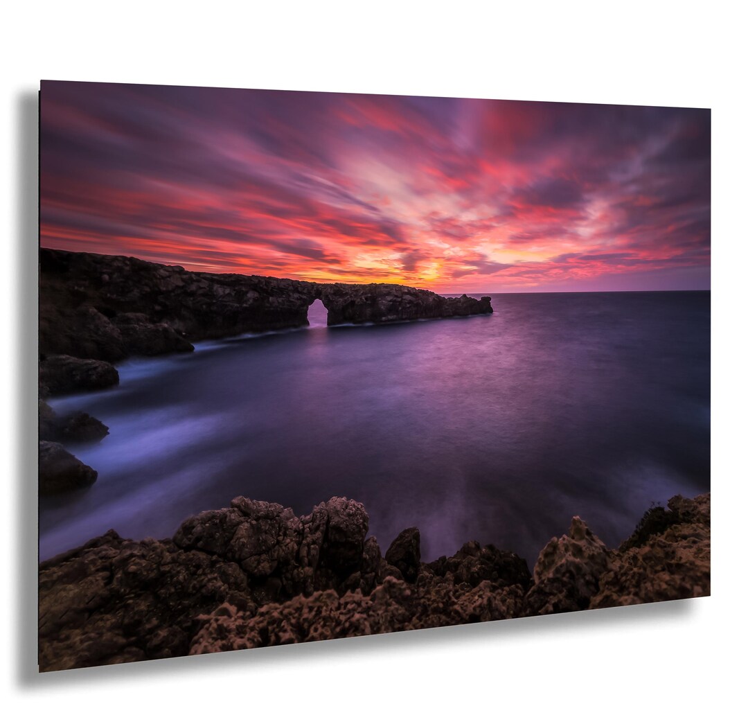 Menorca Spain Seascape Sunset Rock Arch Mediterranean Coast Ocean Cliff ...