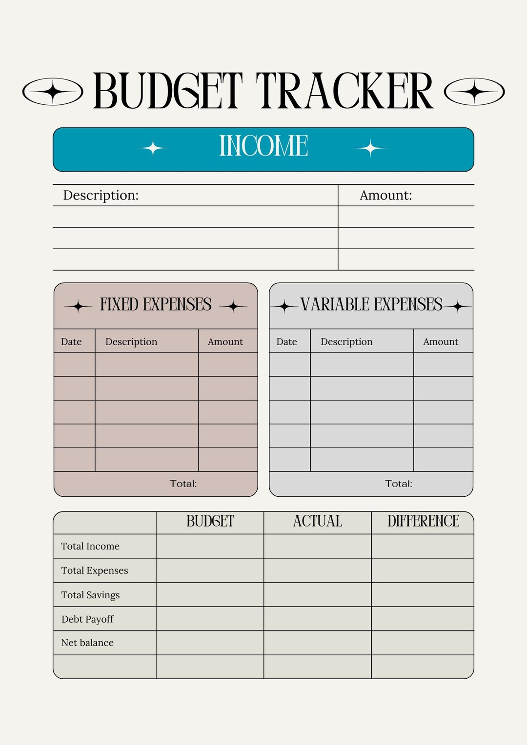 Printable Financial Planner Bundle | Monthly Budget, Expense Tracker ...