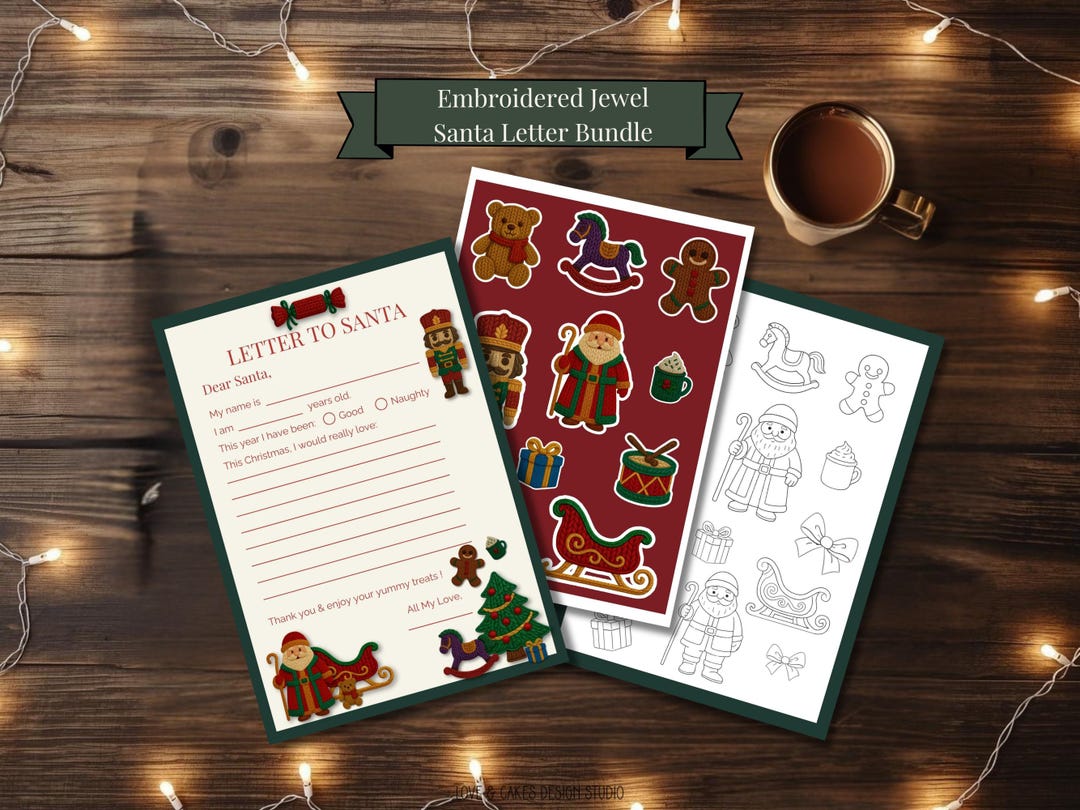 Letter to Santa Printable Bundle | Embroidered Christmas Kids Activity ...