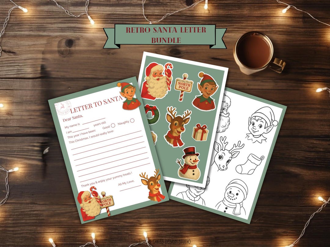 Letter to Santa Printable Bundle | Retro Santa Christmas Kids Activity ...