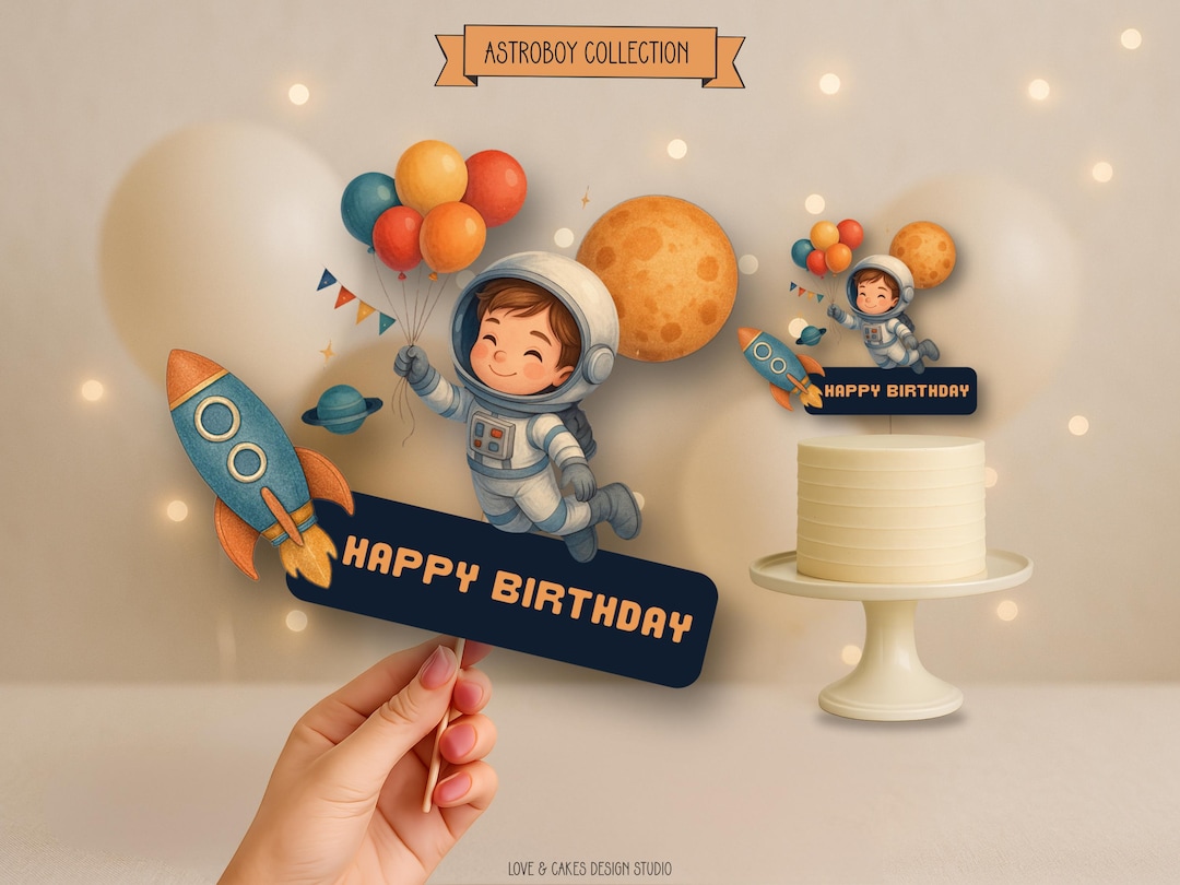 Astro Boy Cake Topper | Editable Canva Template | Printable Space ...