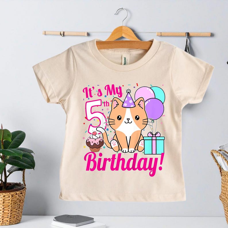 Kitty Cat 5th Birthday Girl Shirt, Party Tee - Etsy