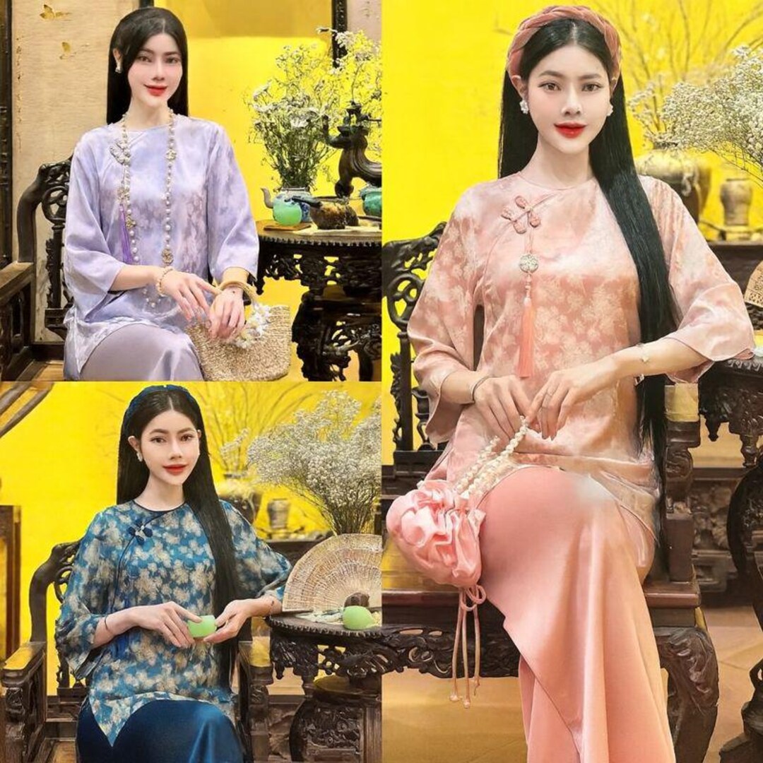 Modern Vietnamese Buddhist Temple Outfit – Double-layer Silk Brocade ...