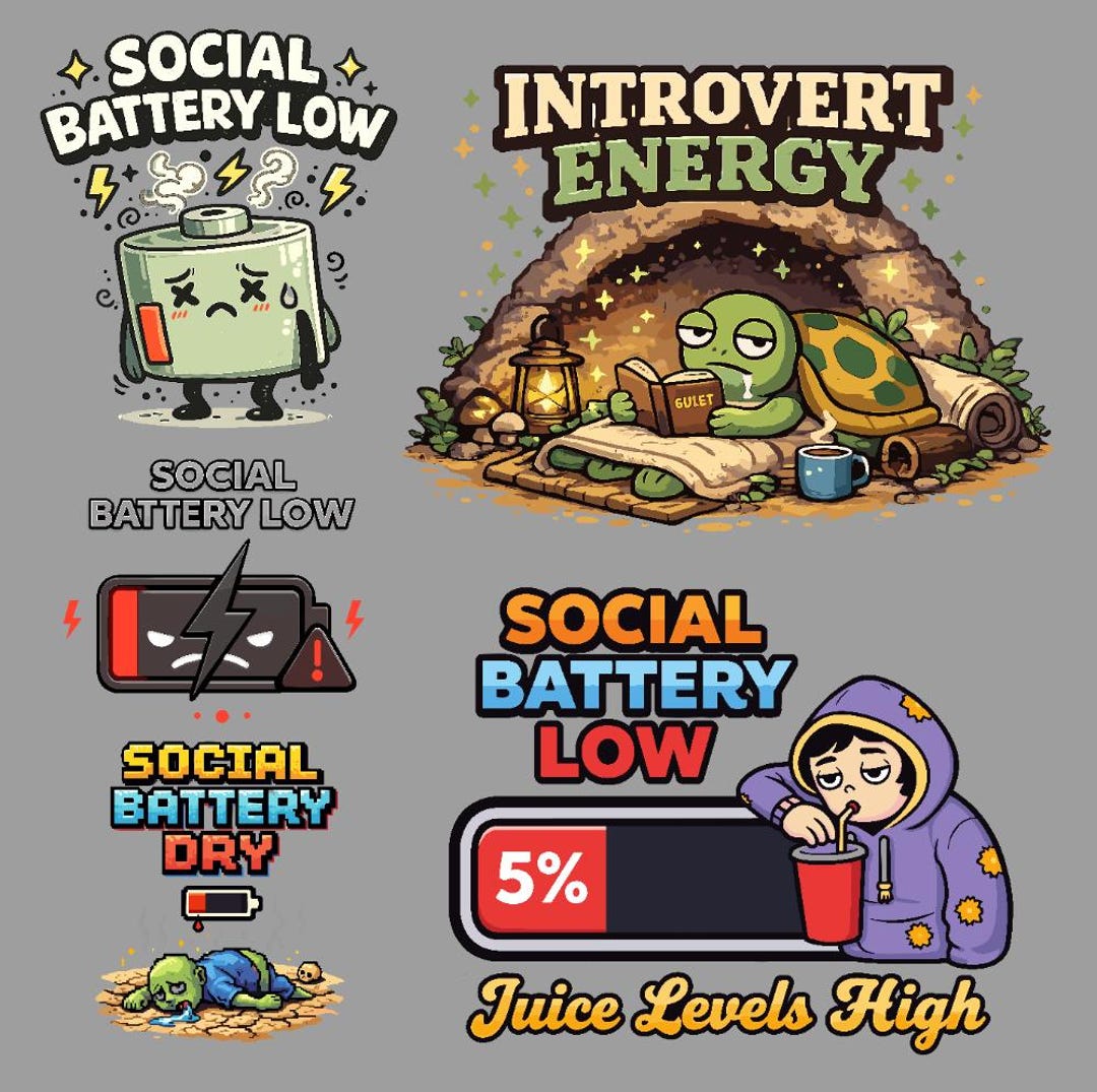 Social Battery Low PNG Bundle, Introvert Energy Svg, Funny Introvert ...