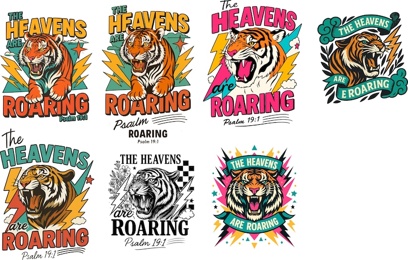 Psalm 19:1 Tiger Design, Boho Christian PNG, the Heavens Are Roaring ...
