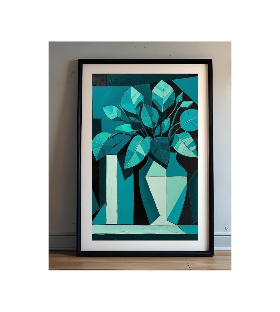 Abstract Botanical Art Print: Blue & Green Still Life (digital Download ...