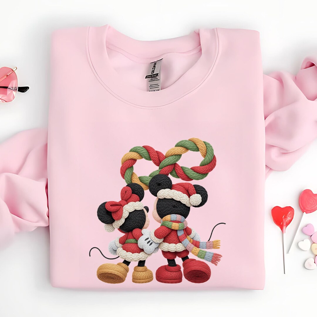 Faux Yarn 3D Mickey & Minnie Christmas PNG, Crochet Style Couples ...