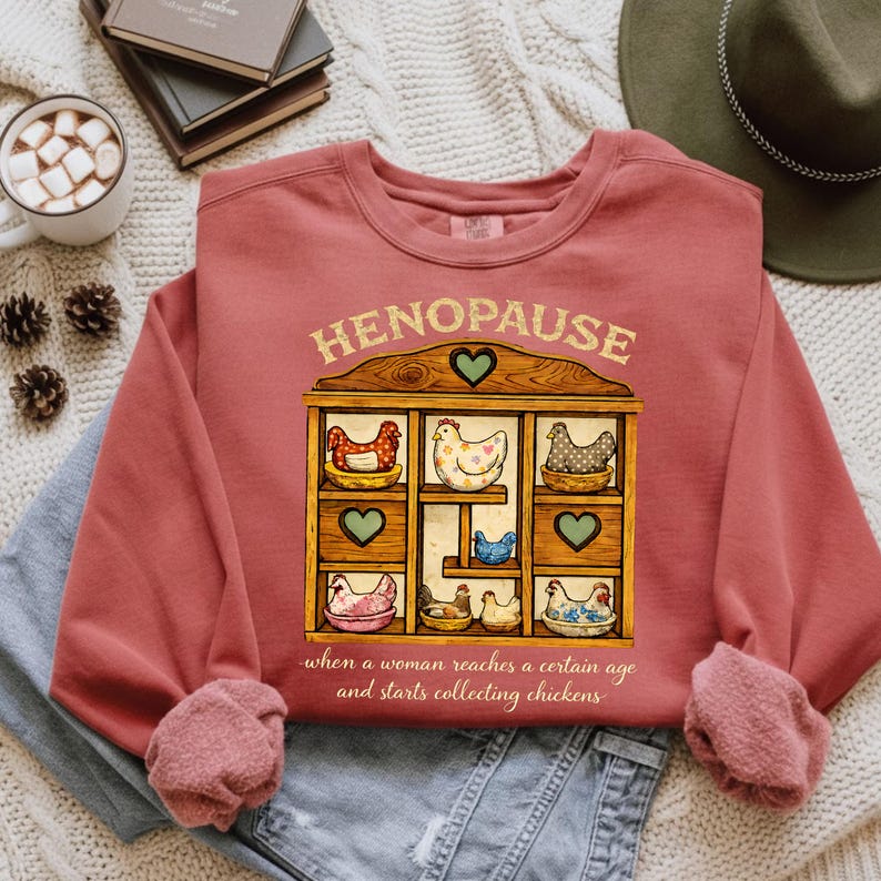 Henopause PNG, Funny Farmhouse Chicken Decor, Vintage Wooden Cubby ...