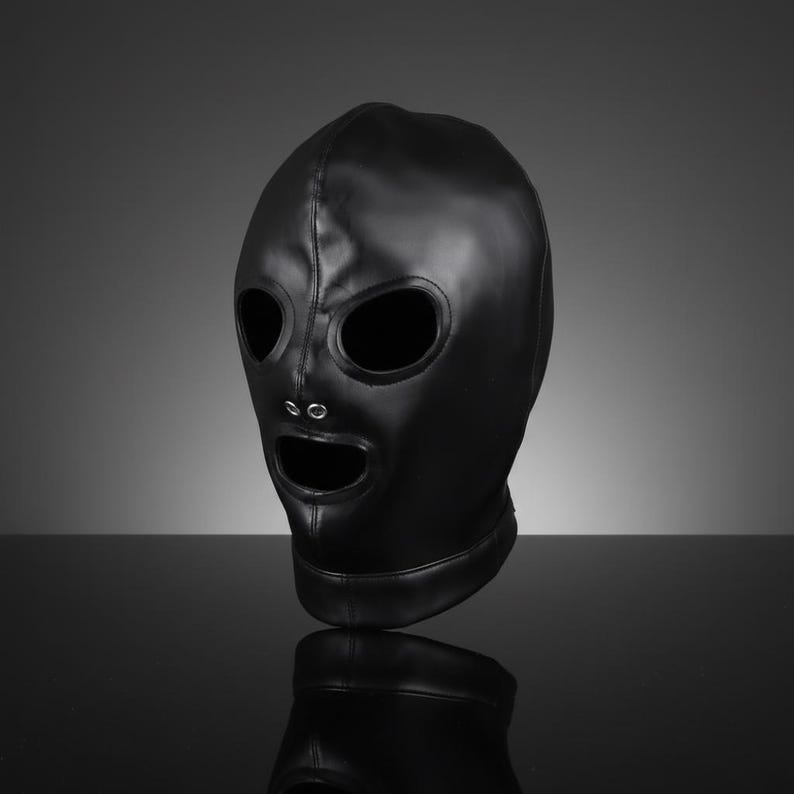 Synthetic Leather Full Face Hood Mask Gothic Cosplay Halloween Party ...