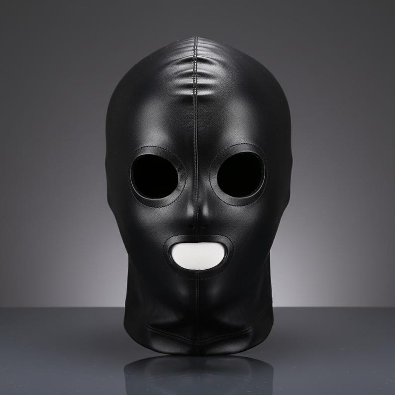 Synthetic Leather Full Face Hood Mask Gothic Cosplay Halloween Party ...