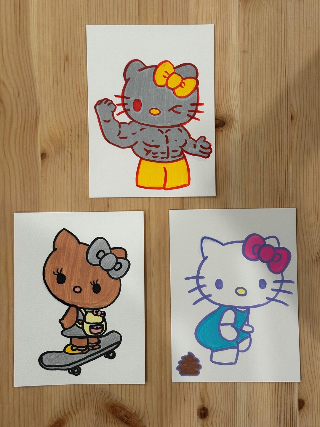 Self Drawn Postcards With Hello Kitty Pattern - Etsy