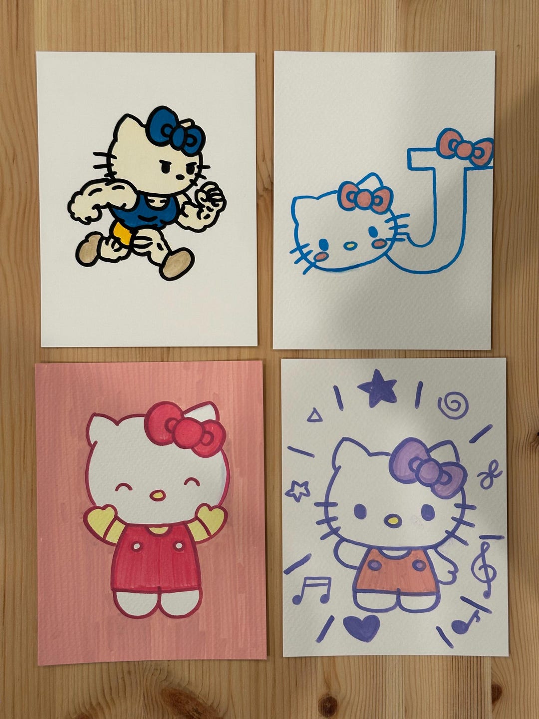 Self Drawn Postcards With Hello Kitty Pattern - Etsy