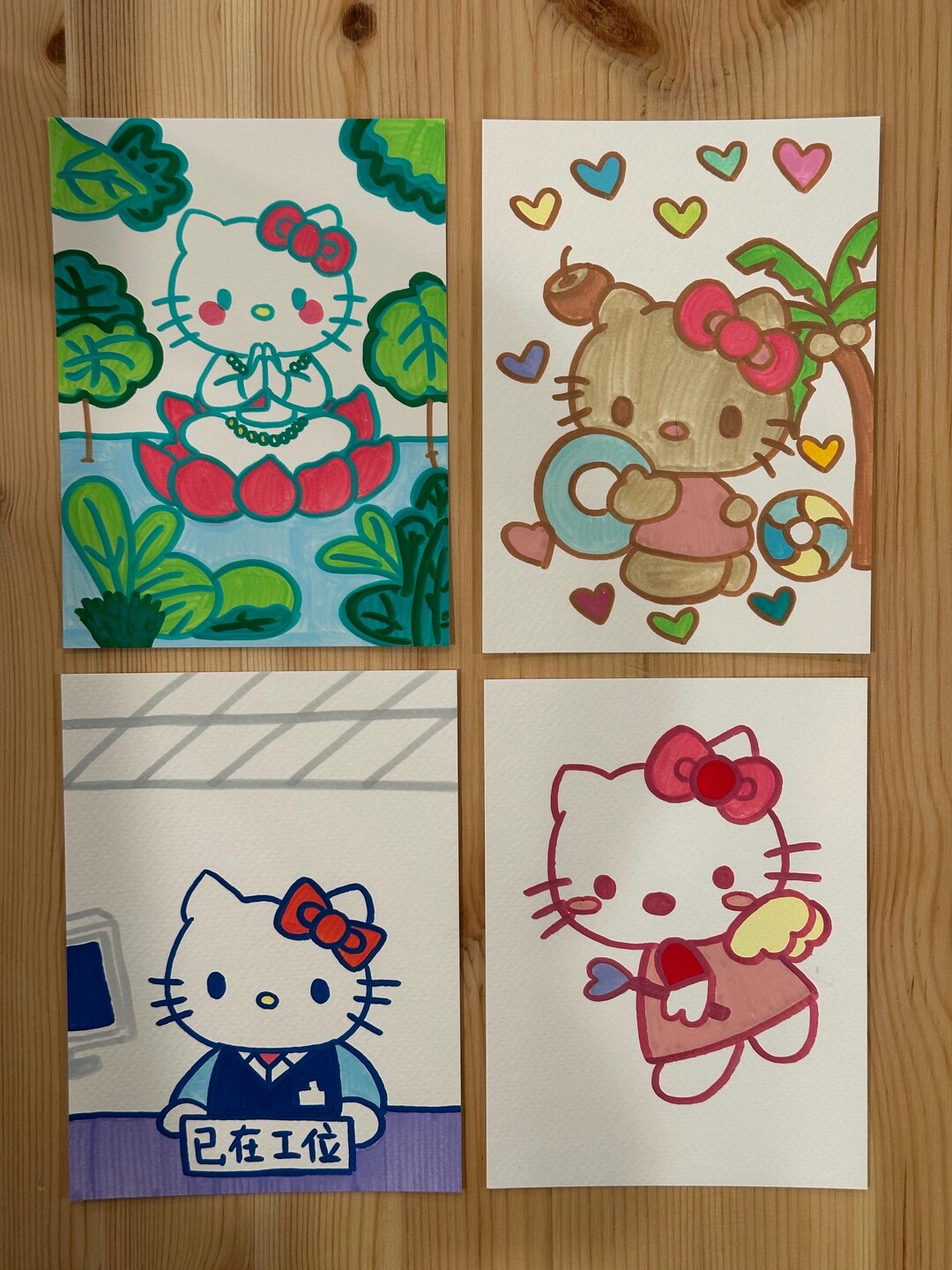 Self Made Postcards With Hello Kitty Pattern - Etsy
