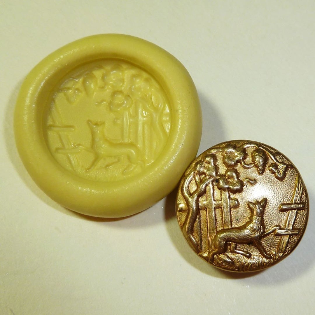 Antique Button Mold- Fox or Dog With Grapes, Flexible Silicone Push ...