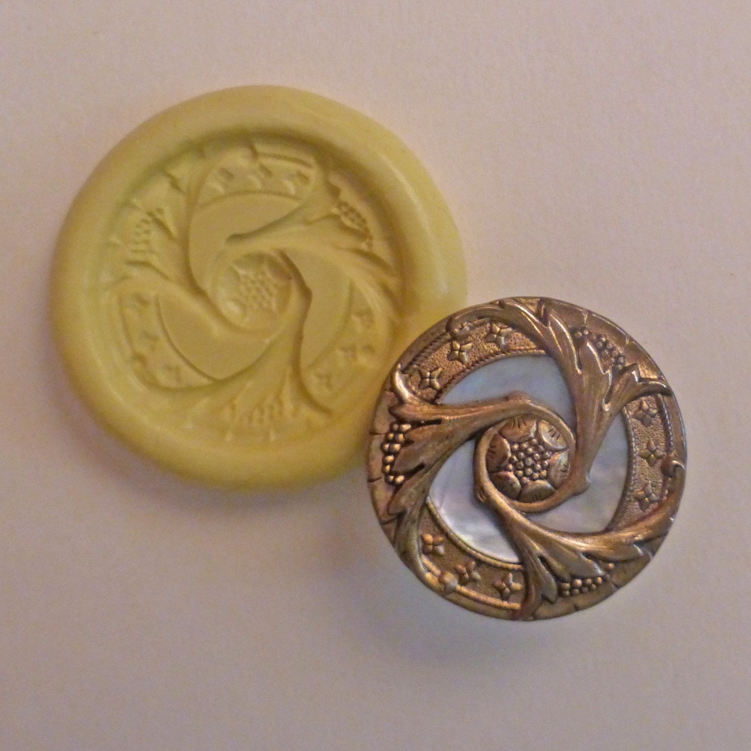 Antique Button Mold- Flexible Silicone Push Mold, Swirl Pattern ...